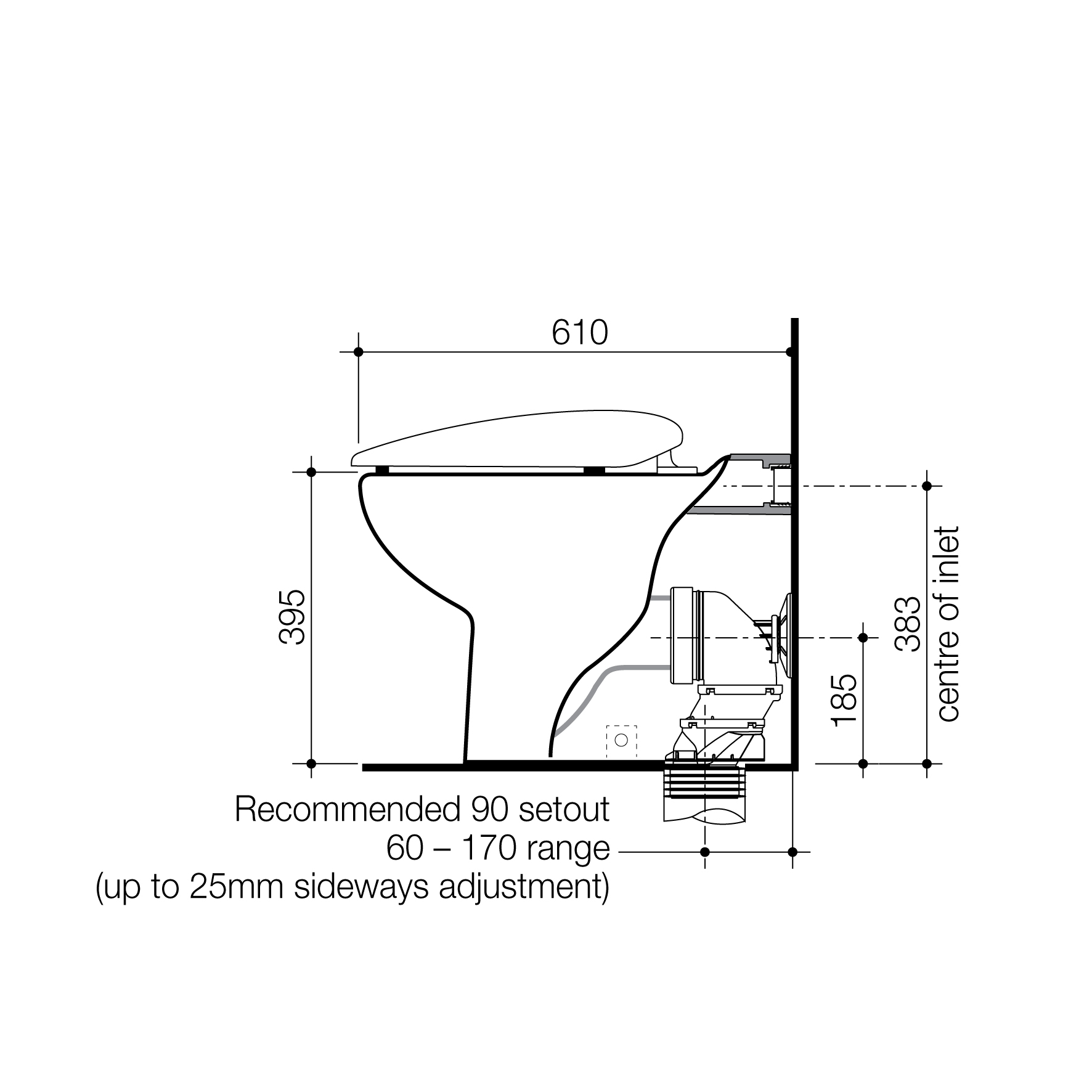 Leda Wall Faced Pan - Back Inlet-White