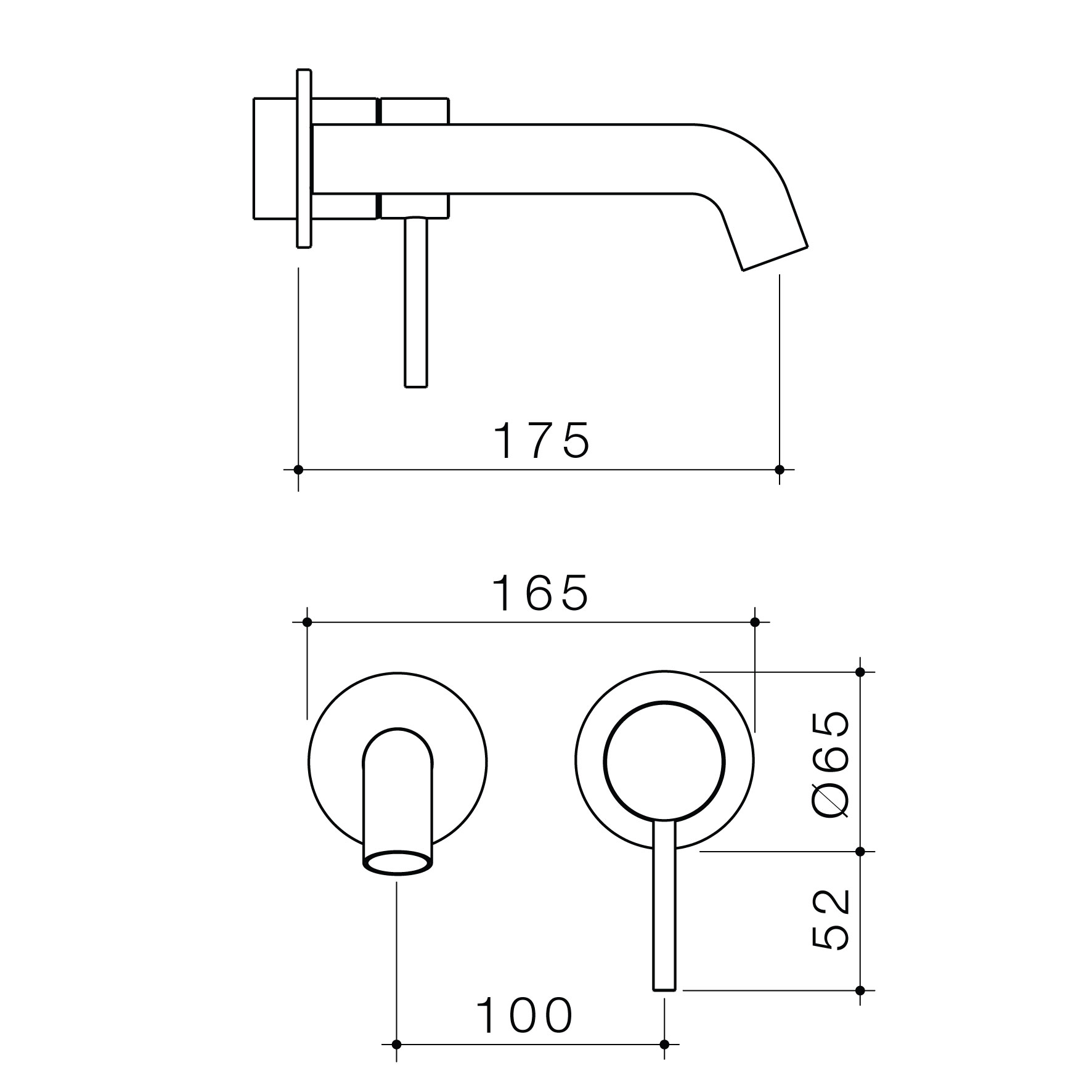 Liano II 175mm Wall Basin / Bath Trim Kit (2 x Round Cover Plates ...
