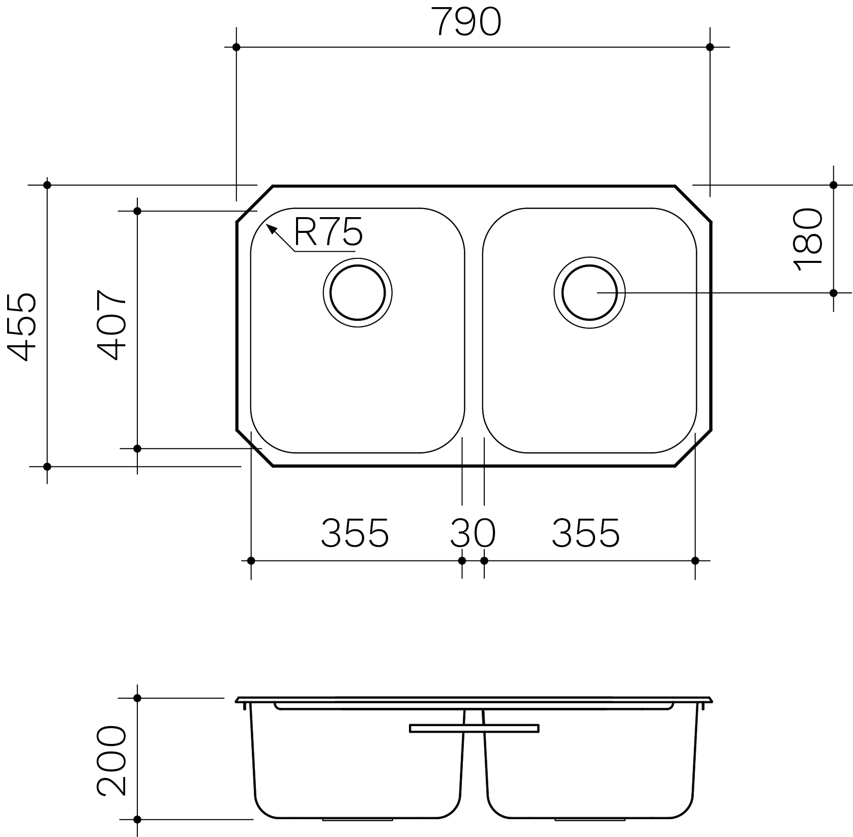 Polar Double Bowl Undermount-Stainless Steel