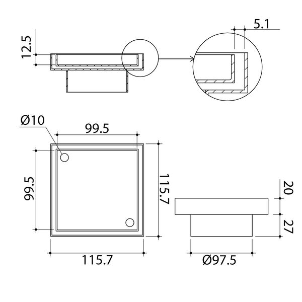Caroma Square Floor Waste - 100mm Outlet - Tile Insert – Coming Soon